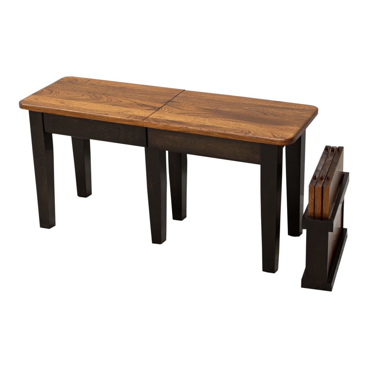 Shaker Black & Elm Wood Top Expandable Bench – Upstate Amish Furniture