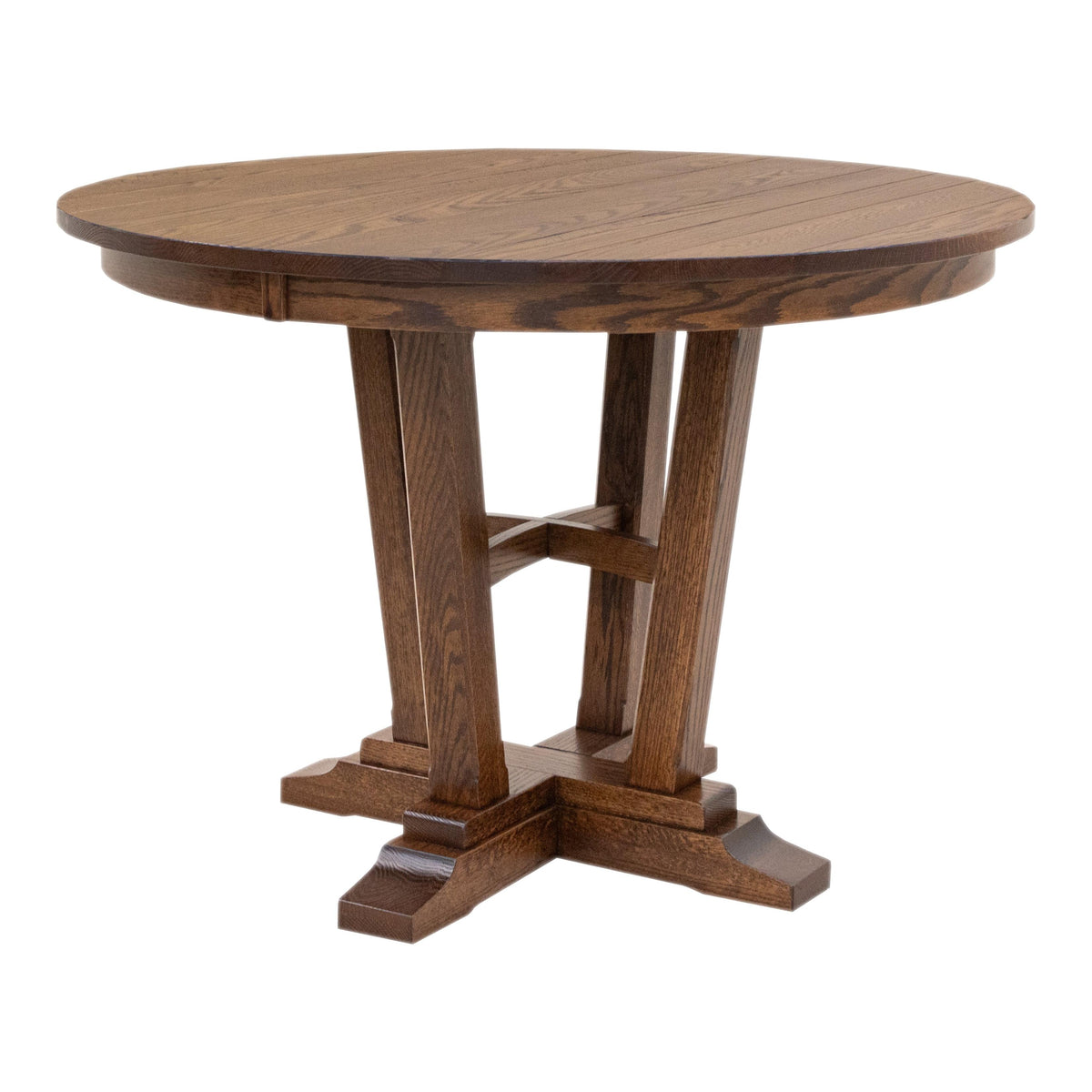 Alberta Solid Oak Wood Round Extending Pub Table in Asbury Brown ...