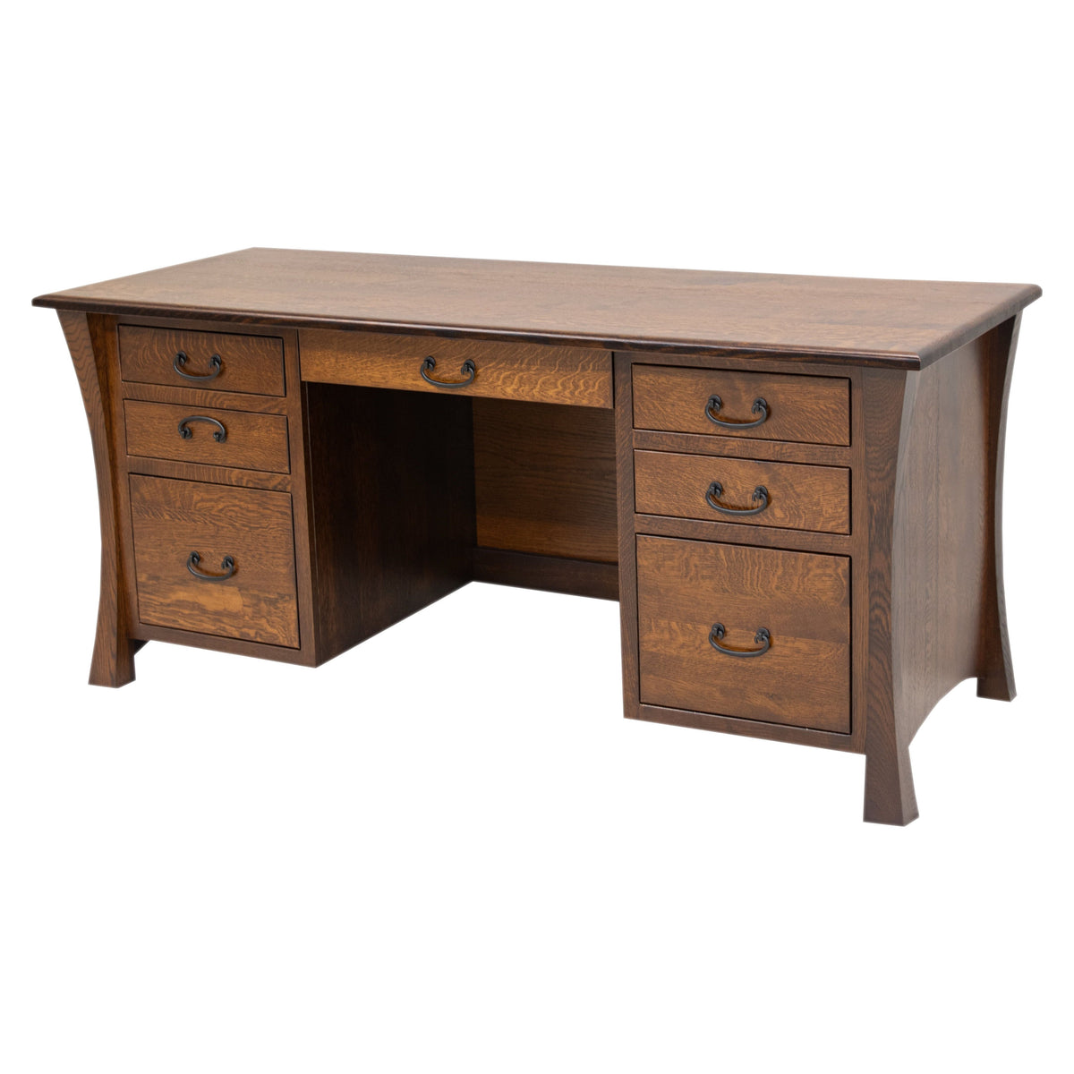 Brooklyn Rustic Quarter Sawn White Oak Wood Executive Desk – Upstate ...