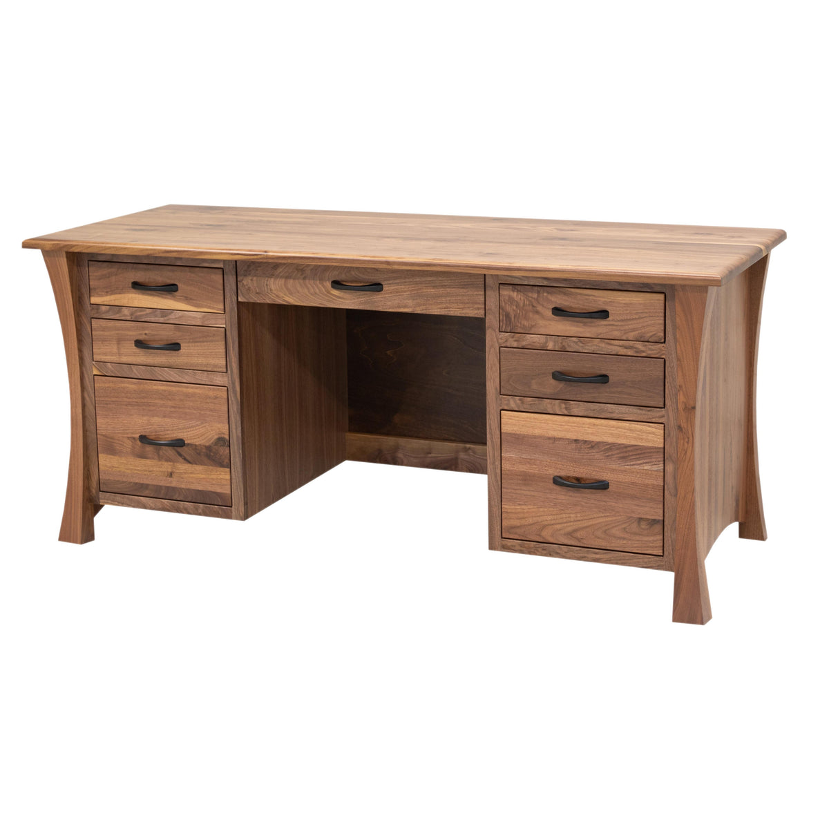 Brooklyn Walnut Wood Executive Desk in Natural Finish – Upstate Amish ...