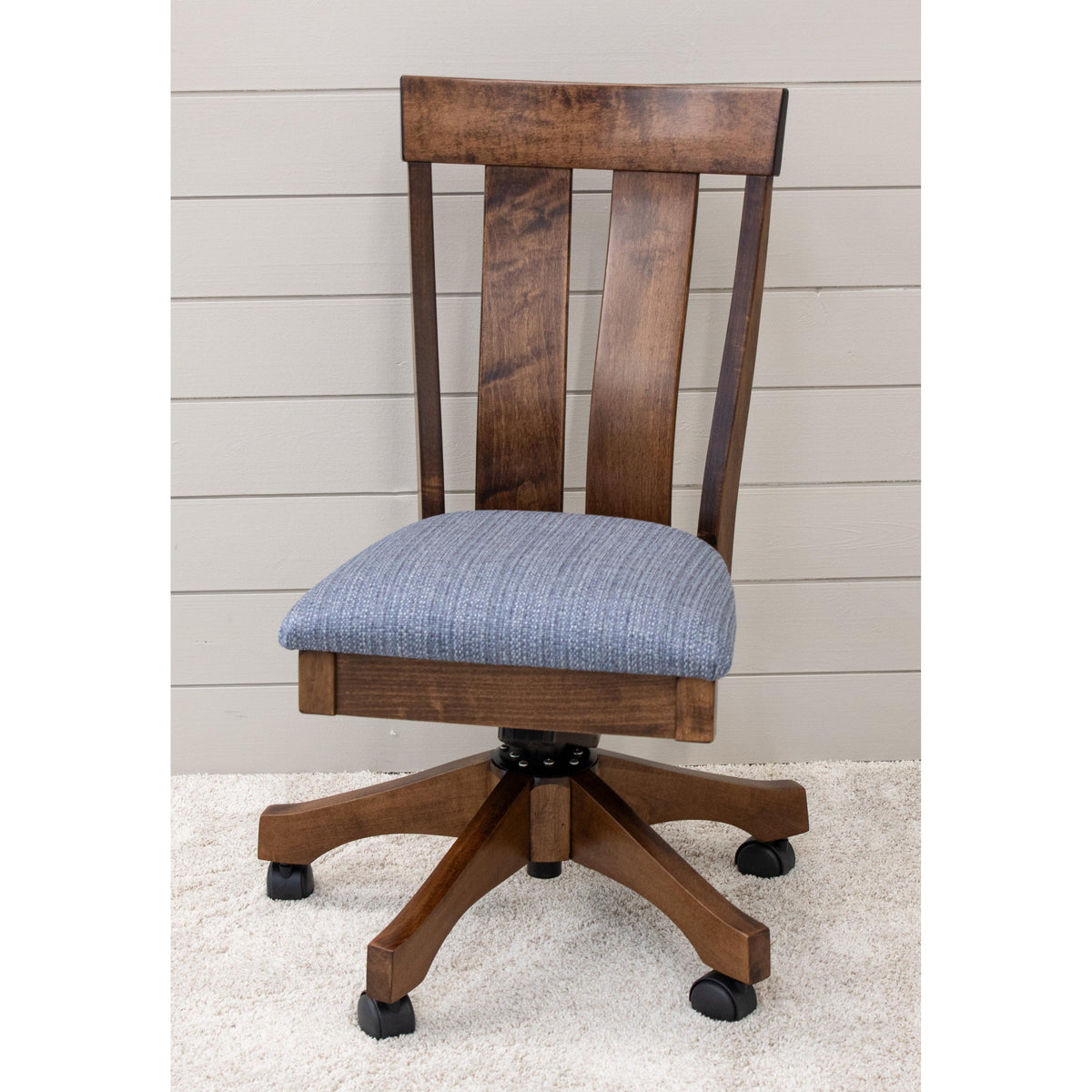 Kinglet Solid Maple Wood Office Chair with Fabric Seat – Upstate Amish ...